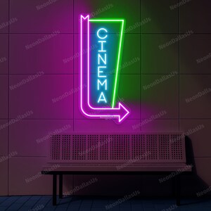 Cinema Arrow Sign Cinema Arrow Neon Sign Cinema LED Light Theater Sign ...
