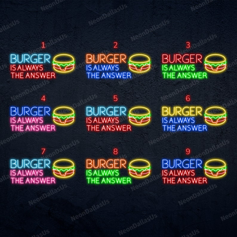 Burger is Always the Answer Neon Sign Burger Neon Light Burger Led ...