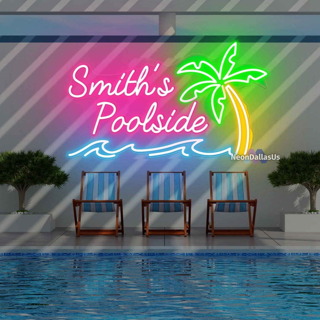 Poolside Sign Custom Neon LED Sign Pool Bar Decor Poolside Oasis Sign ...