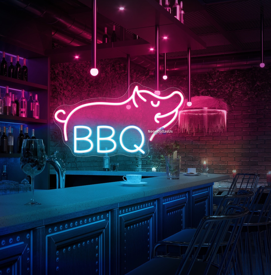 BBQ Pig Neon Sign Pig Led Sign Pig Wall Decors BBQ Pig Neon Animal Neon ...