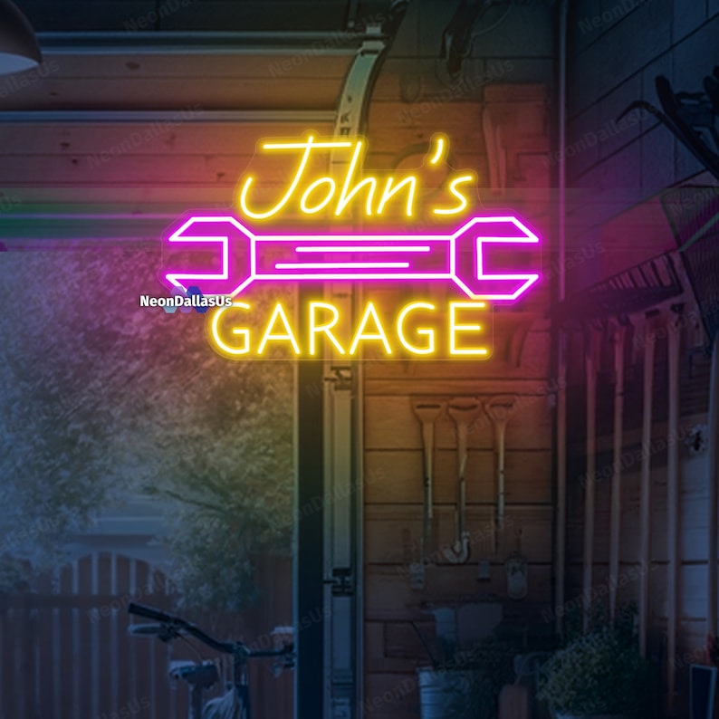 Personalized Garage Neon Sign Custom Name Garage LED Sign Garage Sign ...