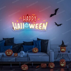 Happy Halloween Neon Sign Custom Halloween LED Light Pumpkin Neon Sign ...