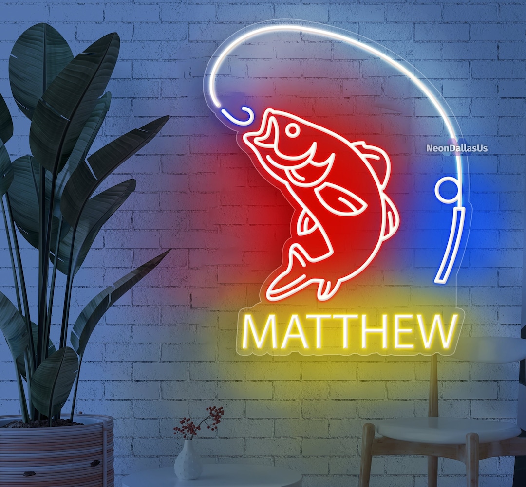 Custom Fish Neon Sign Fish Name Sign Fishing Sign Fishing Gifts for Men ...