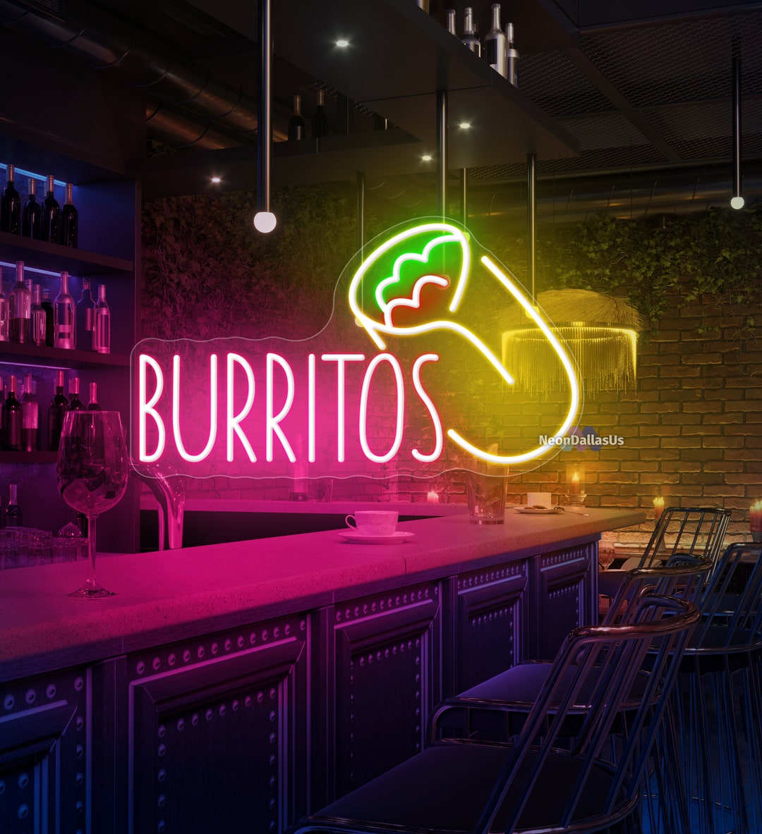 Burrito Neon Sign Burrito Led Light Pita Led Light Custom Street Food ...