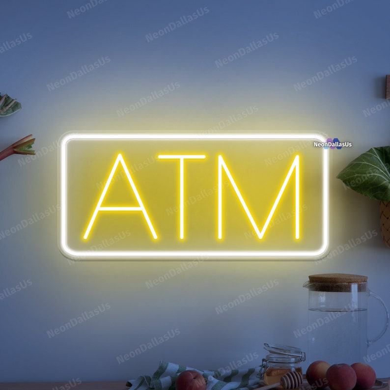 ATM Neon Sign ATM Led Neon Lights ATM Cash Here Shop Sign Atm Cash Sign ...