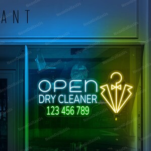 Dry Cleaner Open Neon Sign Dry Cleaning Laundry Led Sign Custom ...