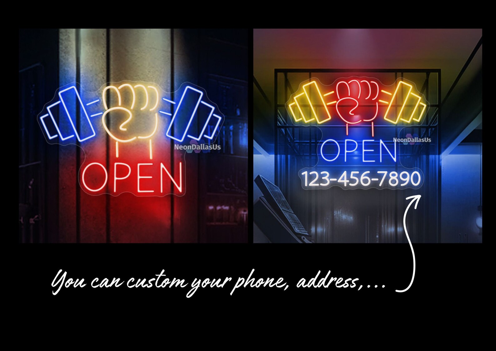 Gym Open Neon Sign Open Neon Sign Custom Gym Open Led Lights Gym Wall ...