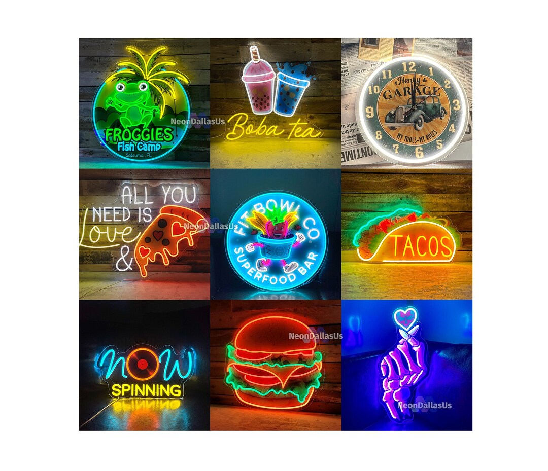 Custom Neon Sign Logo Acrylic UV Neon Sign UV Printing Acrylic Sign ...