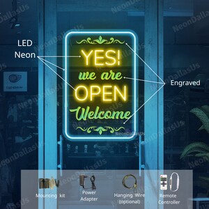 We Are Open LED Light Vintage Open Sign Yes We Are Open Vertical Neon ...