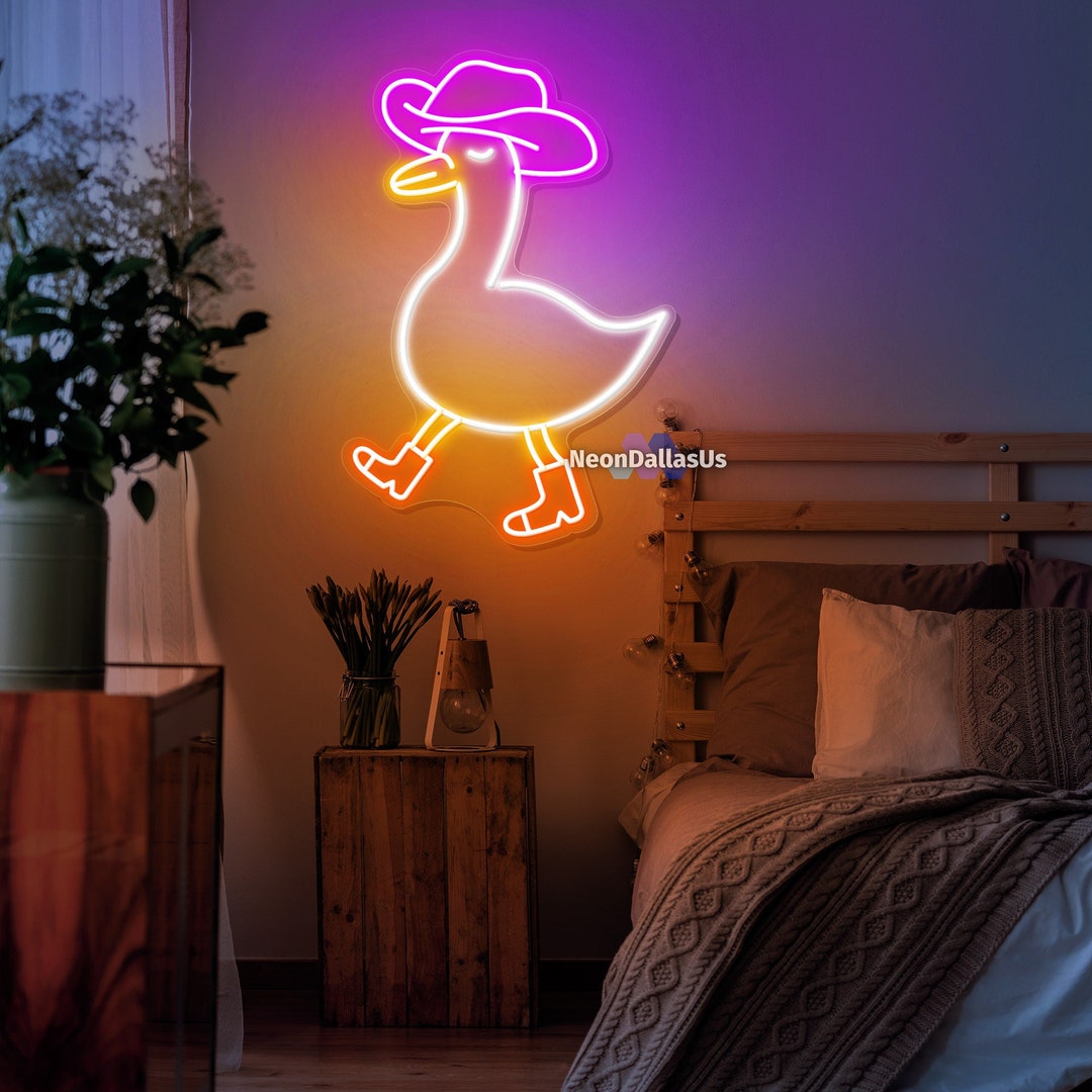 Cowboy Goose Neon Sign Cowboy Duck Decoration Western Duck Light Sign ...