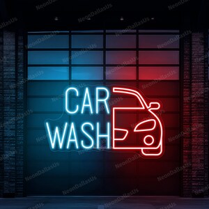 Car Wash Neon Sign Car Wash Garage Led Lights Custom Car Cleaning Sign ...