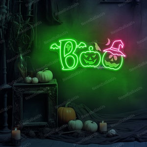 Boo Neon Sign Halloween Boo Sign Halloween LED Light Halloween Decor ...