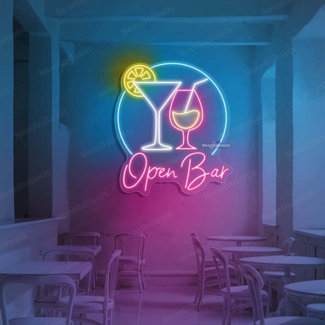 Open Bar Neon Sign Open Bar Led Lights Bar Light Cocktail Juice Fruit ...