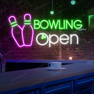Bowling Open Neon Sign Bowling Neon Light Custom Bowling LED Sign Let's ...