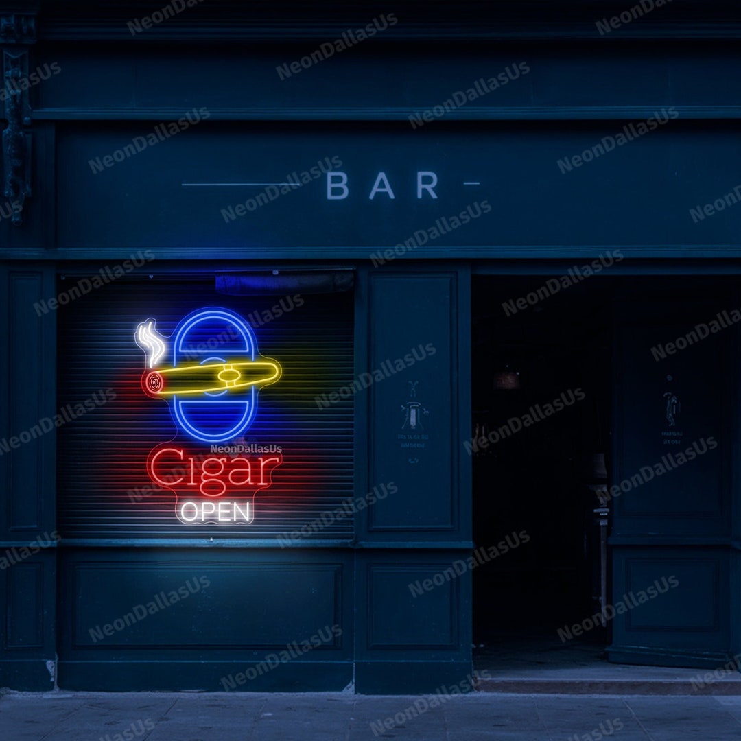 Cigar Bar Sign Cigar Open Neon Sign Cigarette Neon Sign Cannabis Cigar ...