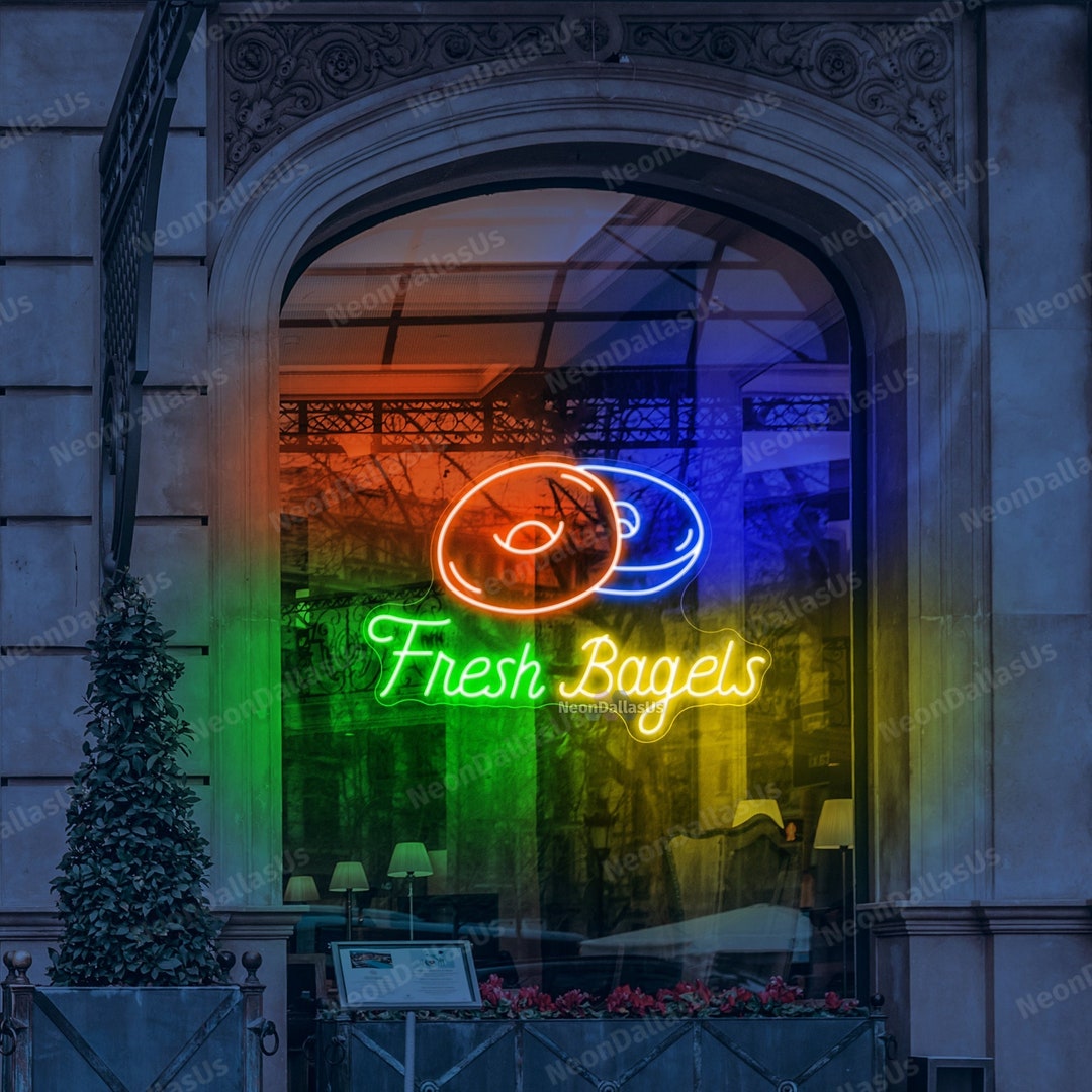 Bagels Fresh Neon Sign Bagels Fresh Cake LED Sign Bagels Led Light ...