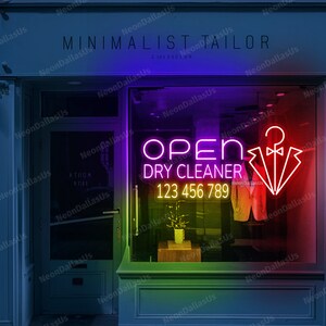 Dry Cleaner Open Neon Sign Dry Cleaning Laundry Led Sign Custom ...