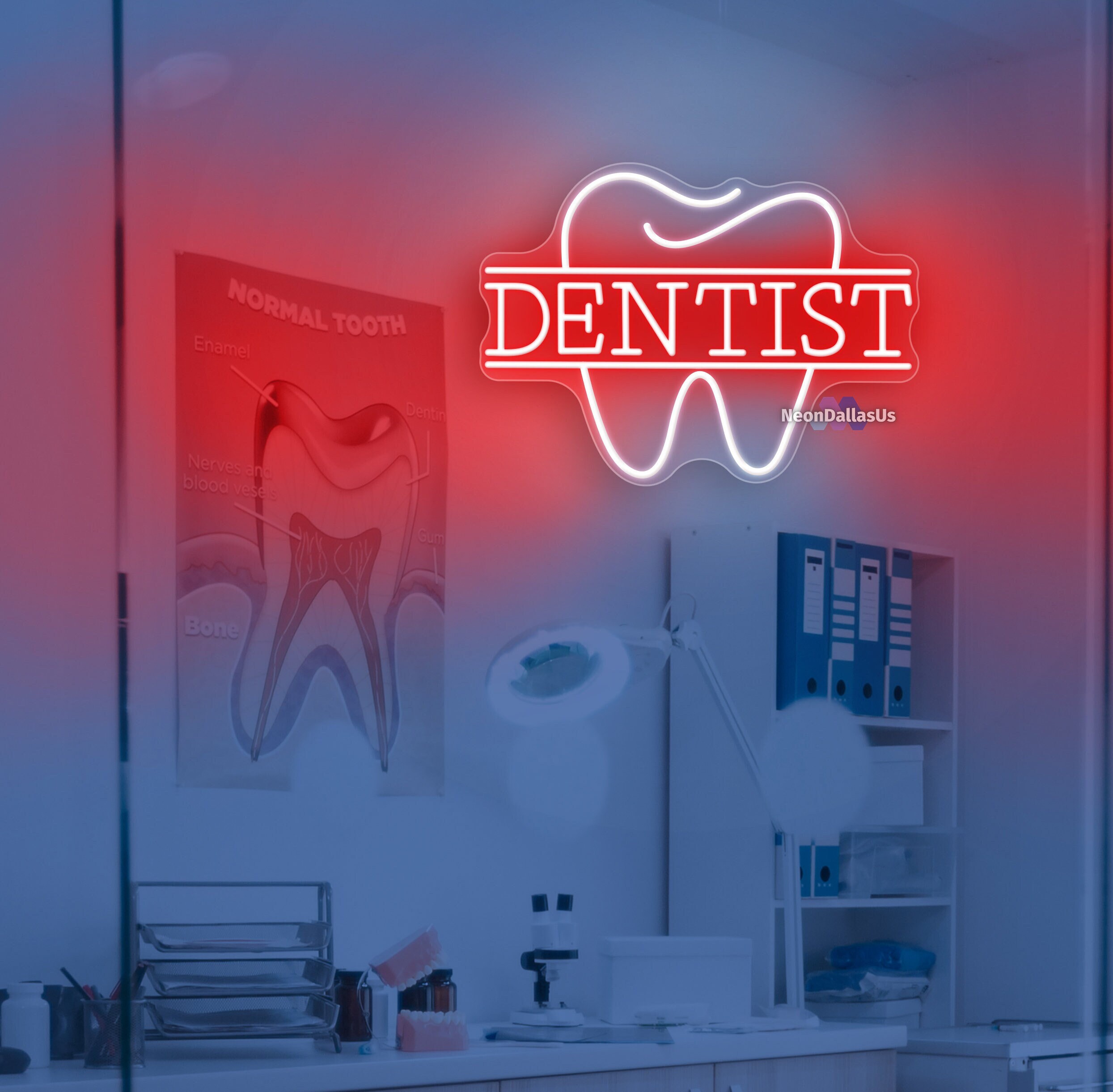 Tooth Dentist Neon Sign Tooth Neon Lights Tooth Led Sign Custom Dental ...