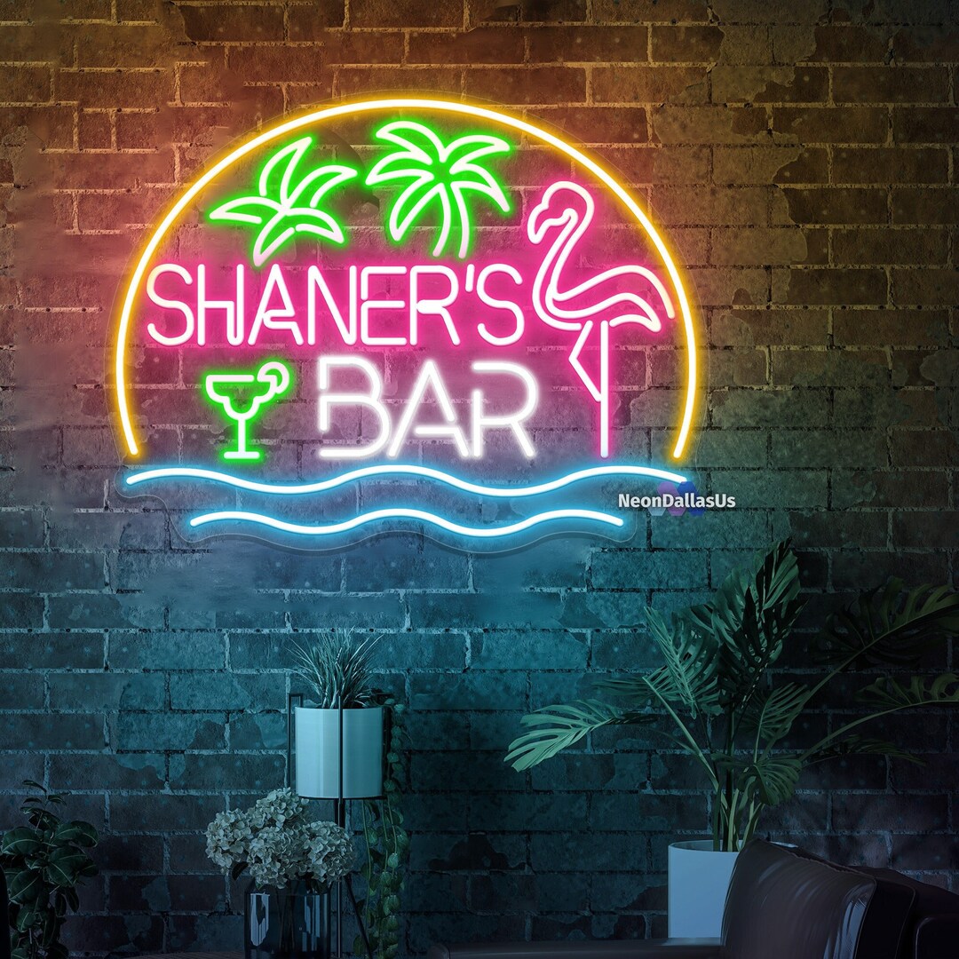 Flamingo Sign Custom Neon LED Sign Pool Bar Decor Customized Palm Tree ...