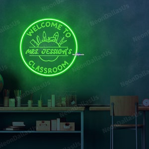 Welcome to Classroom Sign Custom Teacher Name LED Neon Sign ...
