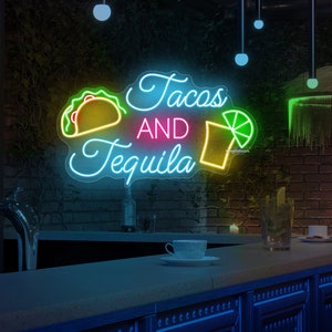 Custom Tacos and Tequila Neon Sign Tequila LED Light Mexican Tacos Sign ...