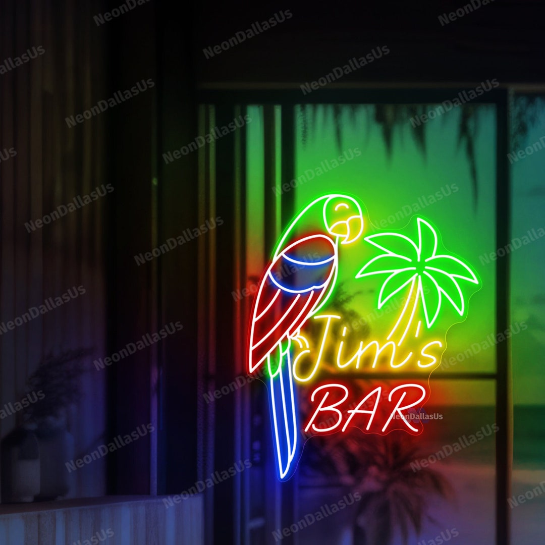Personalized Tiki Bar Name LED Lights Tiki Bar Neon Sign Custom Bar ...