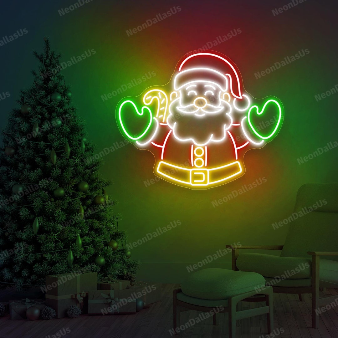 Santa Neon Sign, Santa LED Light, Santa Christmas Neon Light, Santa ...