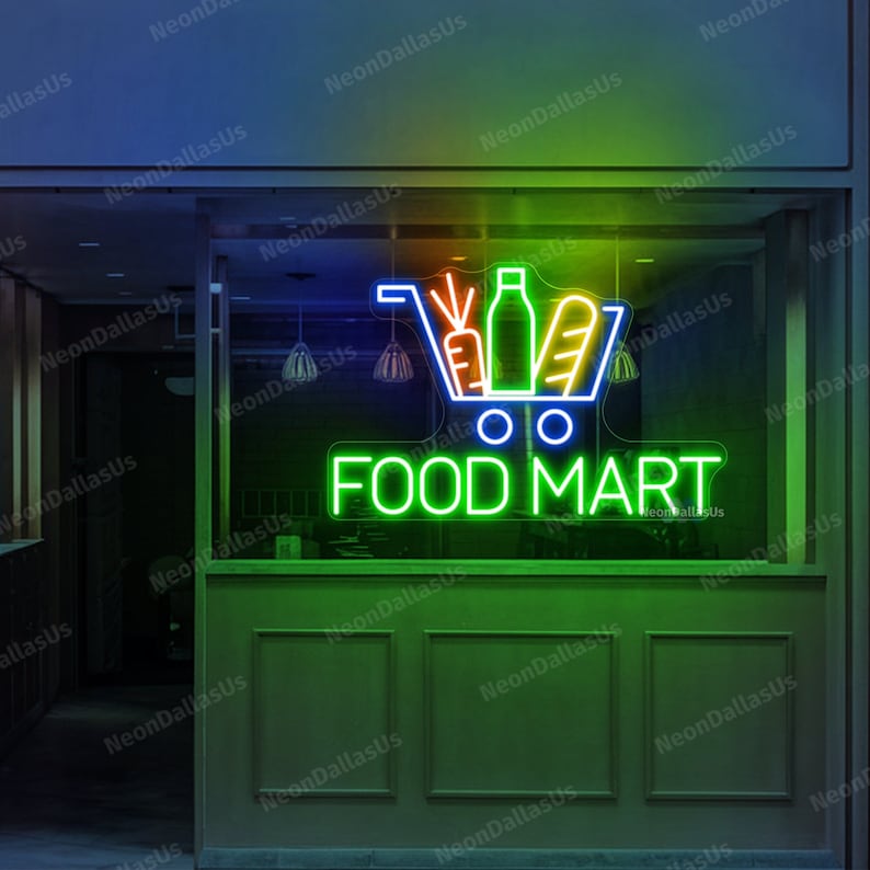Food Mart Neon Sign Supermarket Neon Sign Grocery LED Light Food Store ...