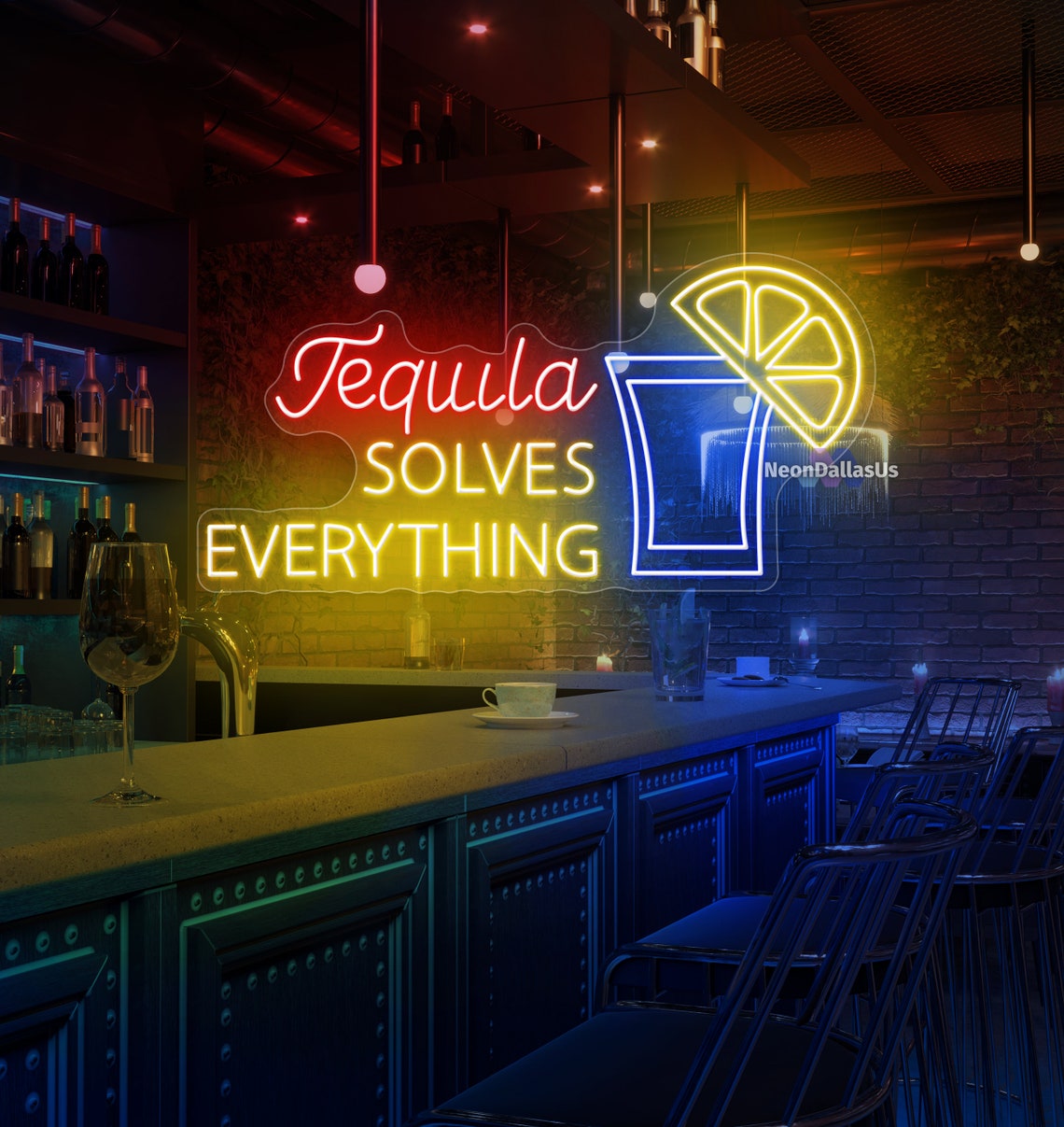 Tequila Solve Everything Neon Sign Tequila LED Sign Tequila Neon Light ...