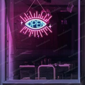 Lighted Open Sign Business Open Sign Light up Open Sign Eye Open Sign ...