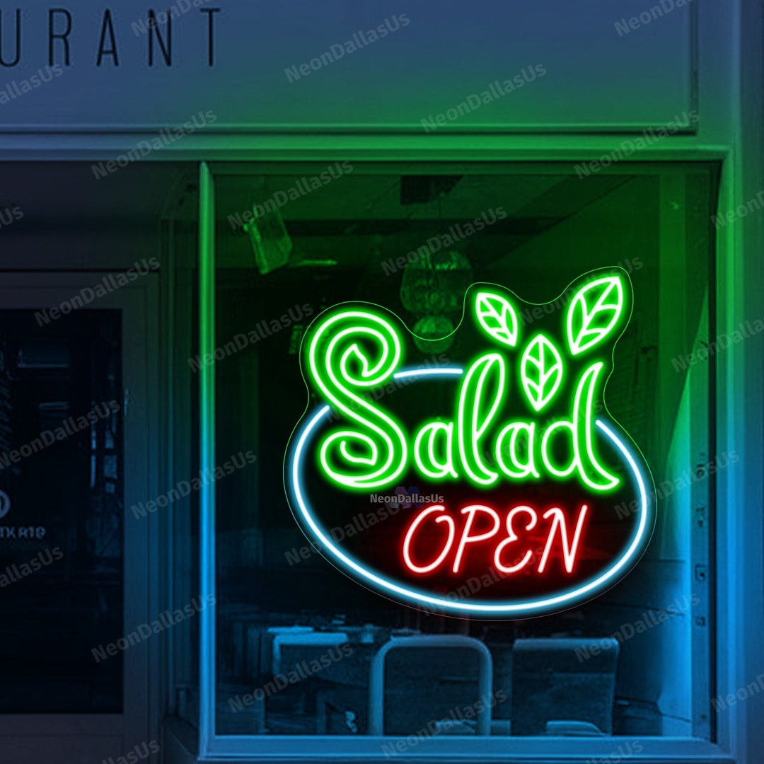 Salad Open Neon Sign Salad Open LED Light Salad Neon Light Salad Bar ...