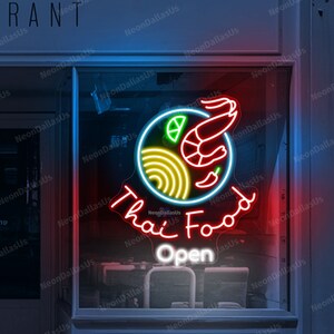 Thai Food Open Neon Sign Thai Food LED Light Thailand Restaurant Decors ...