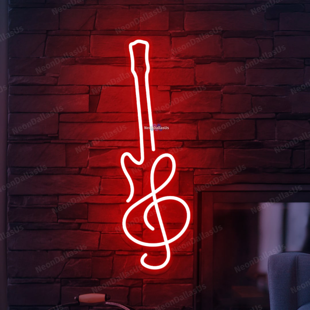 Guitar Neon Sign Guitar LED Lights Guitar Sign Guitar Gifts Music Neon ...