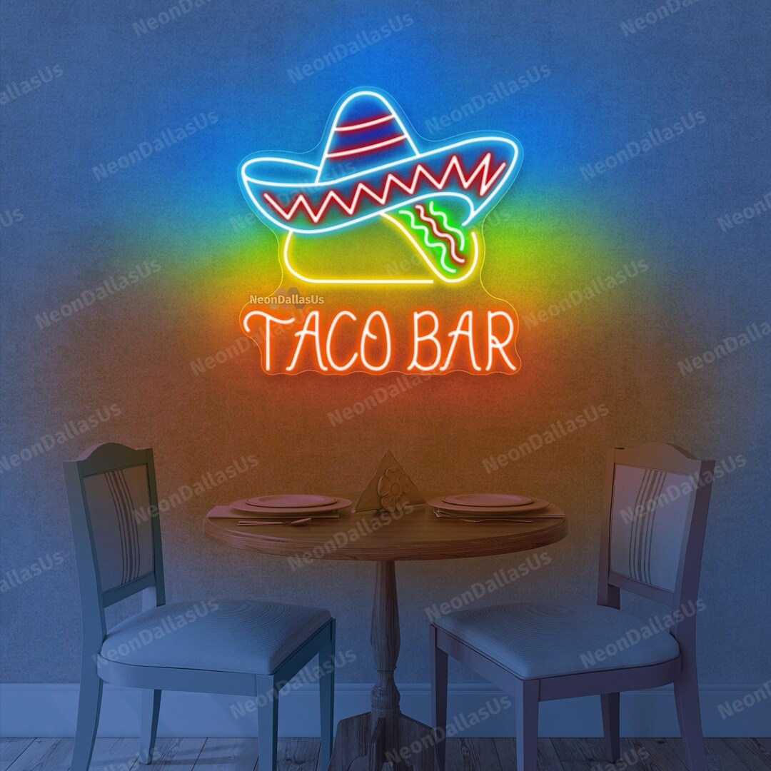 Taco Bar Neon Sign Taco LED Neon Light Mexican Food Shop Sign Custom ...