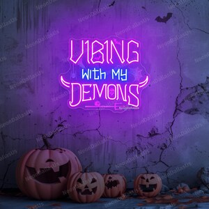 Vibing With My Demons Neon Sign Demons LED Lights Halloween Neon Sign ...