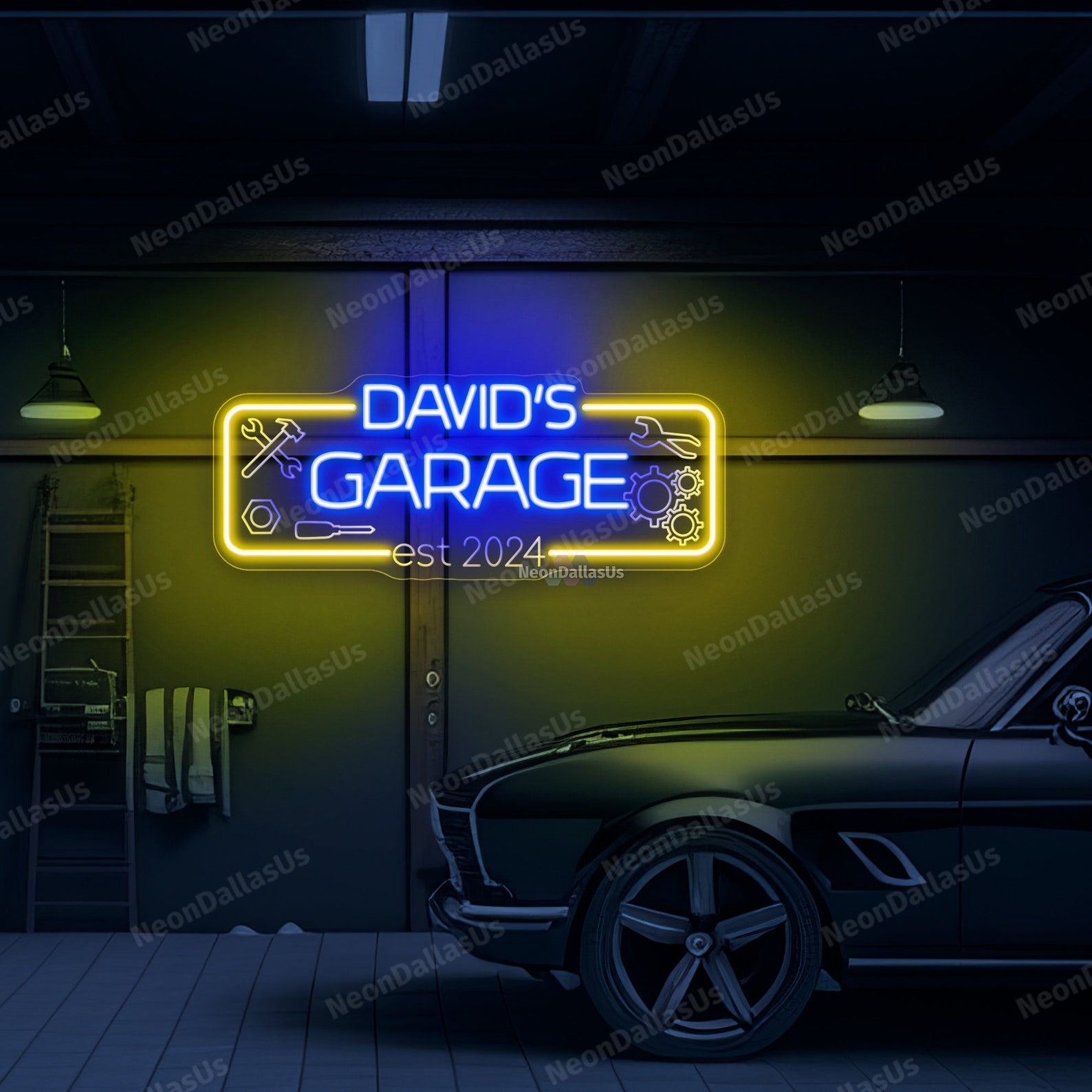 Personalized Name Garage Sign Garage Sign Custom Garage Neon Sign for ...