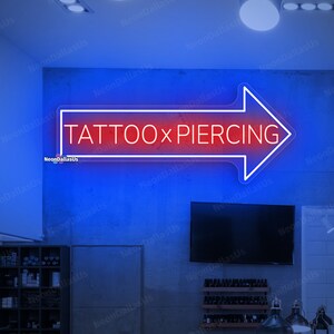 Tattoo and Piercing Neon Sign Tattoo Piercing Arrow LED Lights Piercing ...