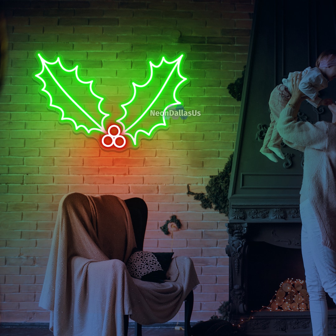 Christmas Neon Sign Leaf Light up Sign Christmas Decoration Wreath LED ...