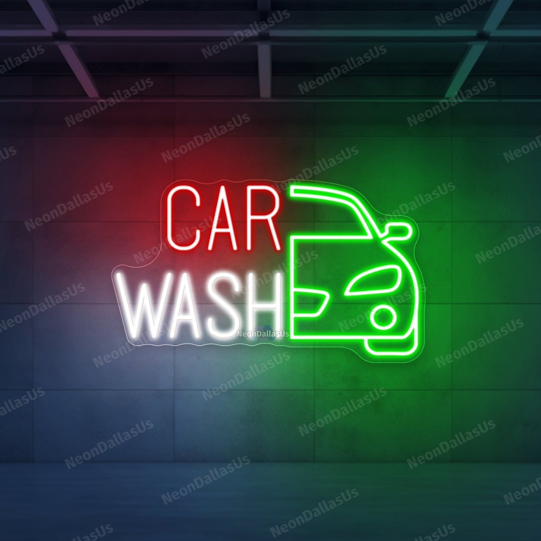 Car Wash Neon Sign Car Wash Garage Led Lights Custom Car Cleaning Sign ...