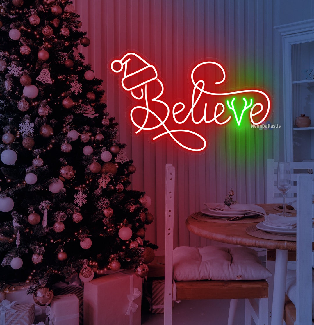 Believe Sign Custom Merry Christmas Decor Lighted Believe Neon LED ...