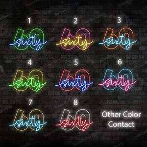 Custom 60th Birthday Neon Sign Sixty Birthday Sign Number 60 Light 60th ...