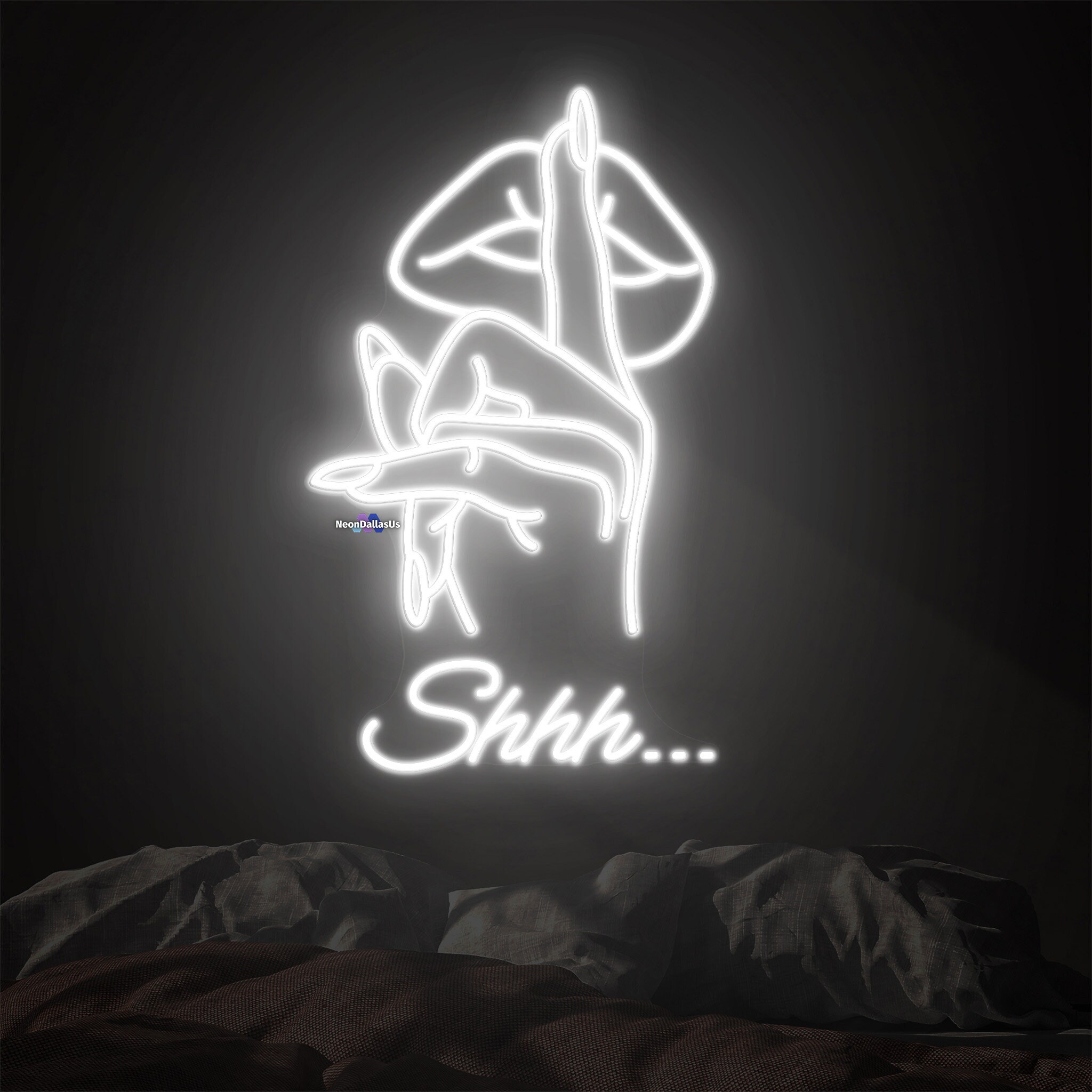 Shhh Letrero de neón Labios y dedo Letrero de neón Shhh - Etsy España