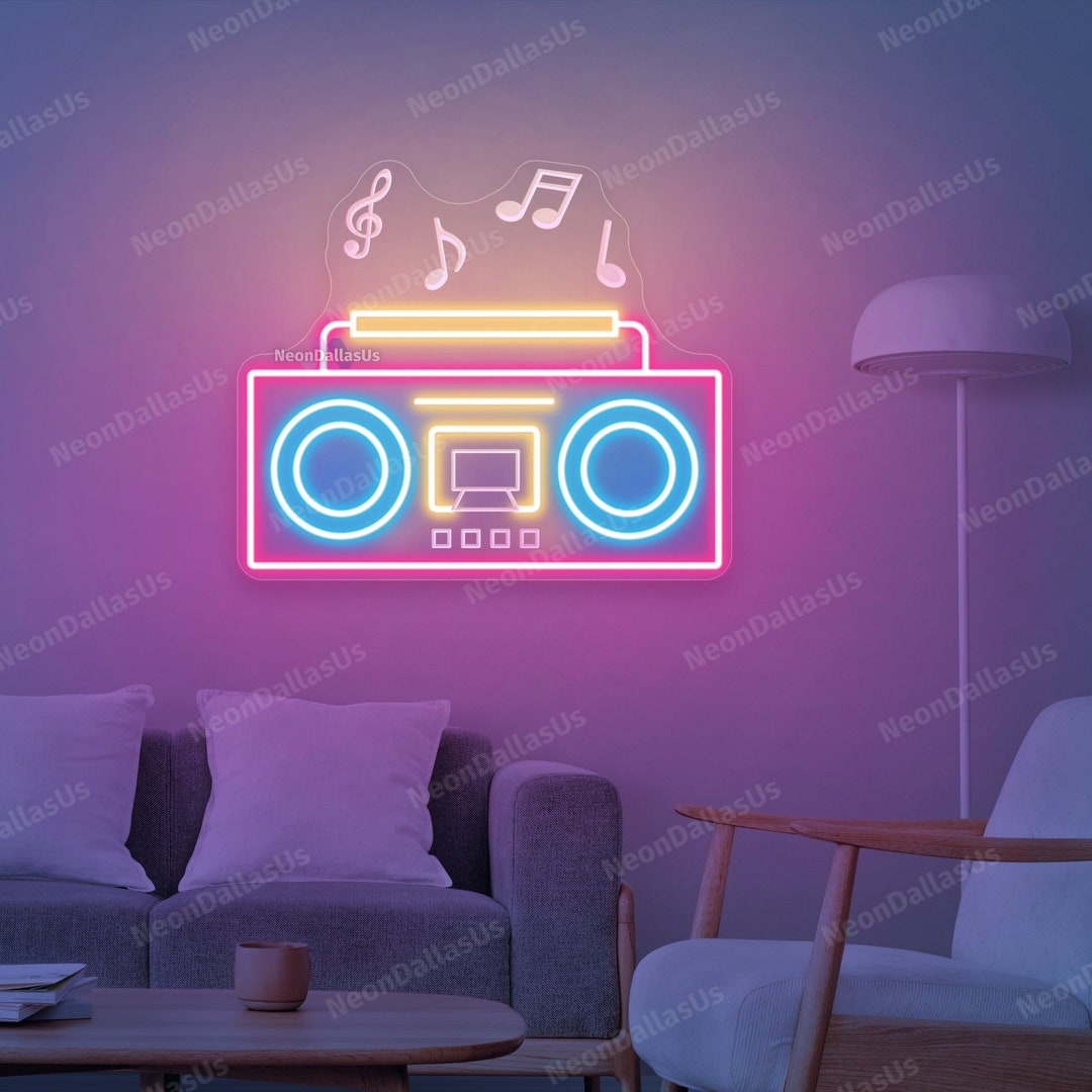 Music Stereo Neon Sign Boombox Neon Sign Tape Recorder Led Lights Music ...