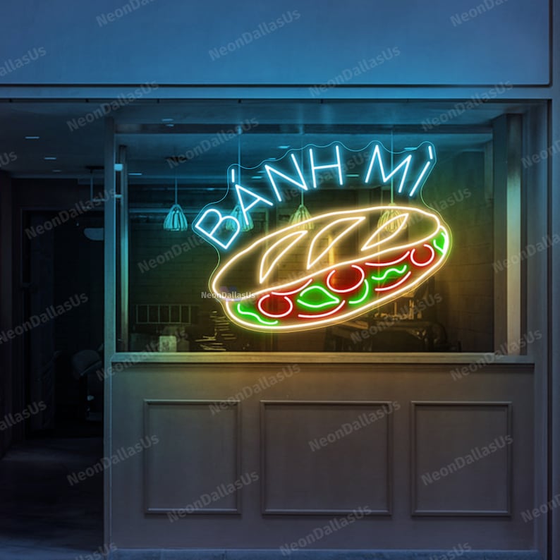 Vietnamese Bánh Mì Neon Sign Bread Banh Mi LED Light Asian Restaurant ...