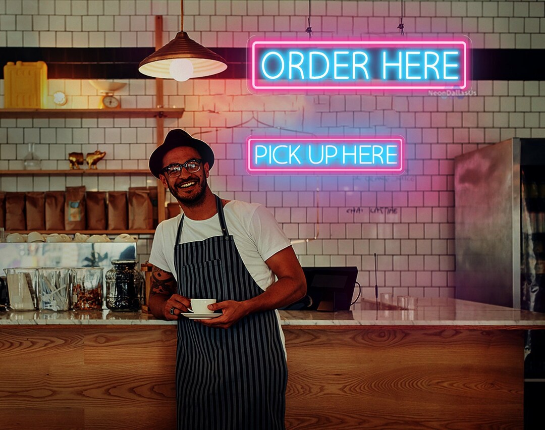 Order Here Pick up Here Sign, Order Here Neon Sign, Pick up Here Neon ...