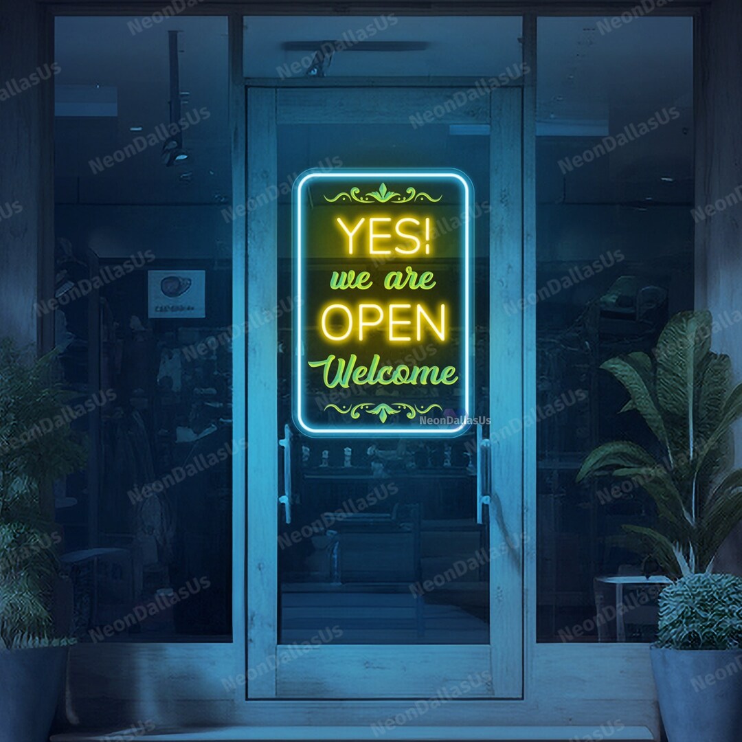 We Are Open LED Light Vintage Open Sign Yes We Are Open Vertical Neon ...