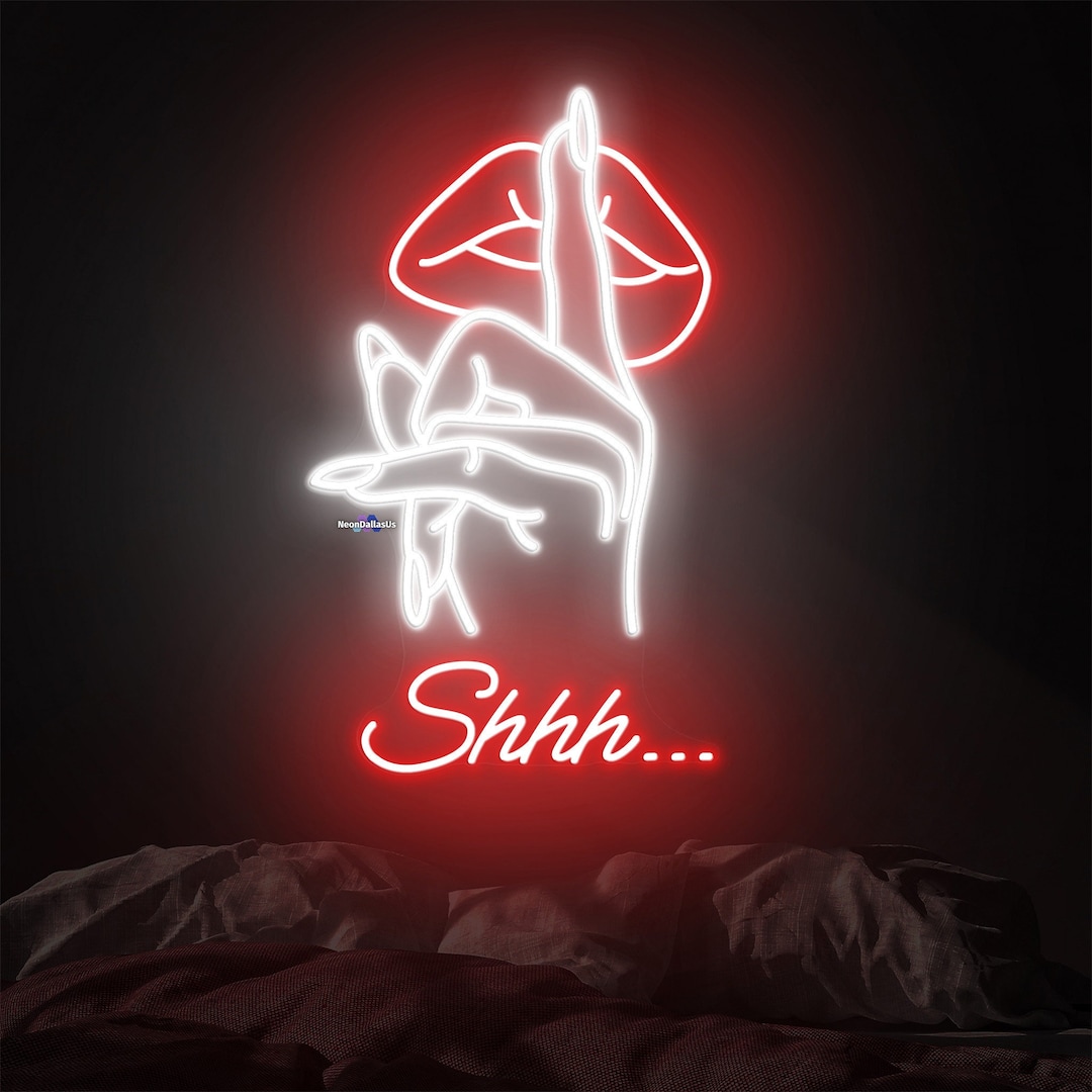 Shhh Neon Sign Lips and Finger Neon Sign Shhh Finger Sign Lips Custom Neon Sign Bedroom Nail on ...