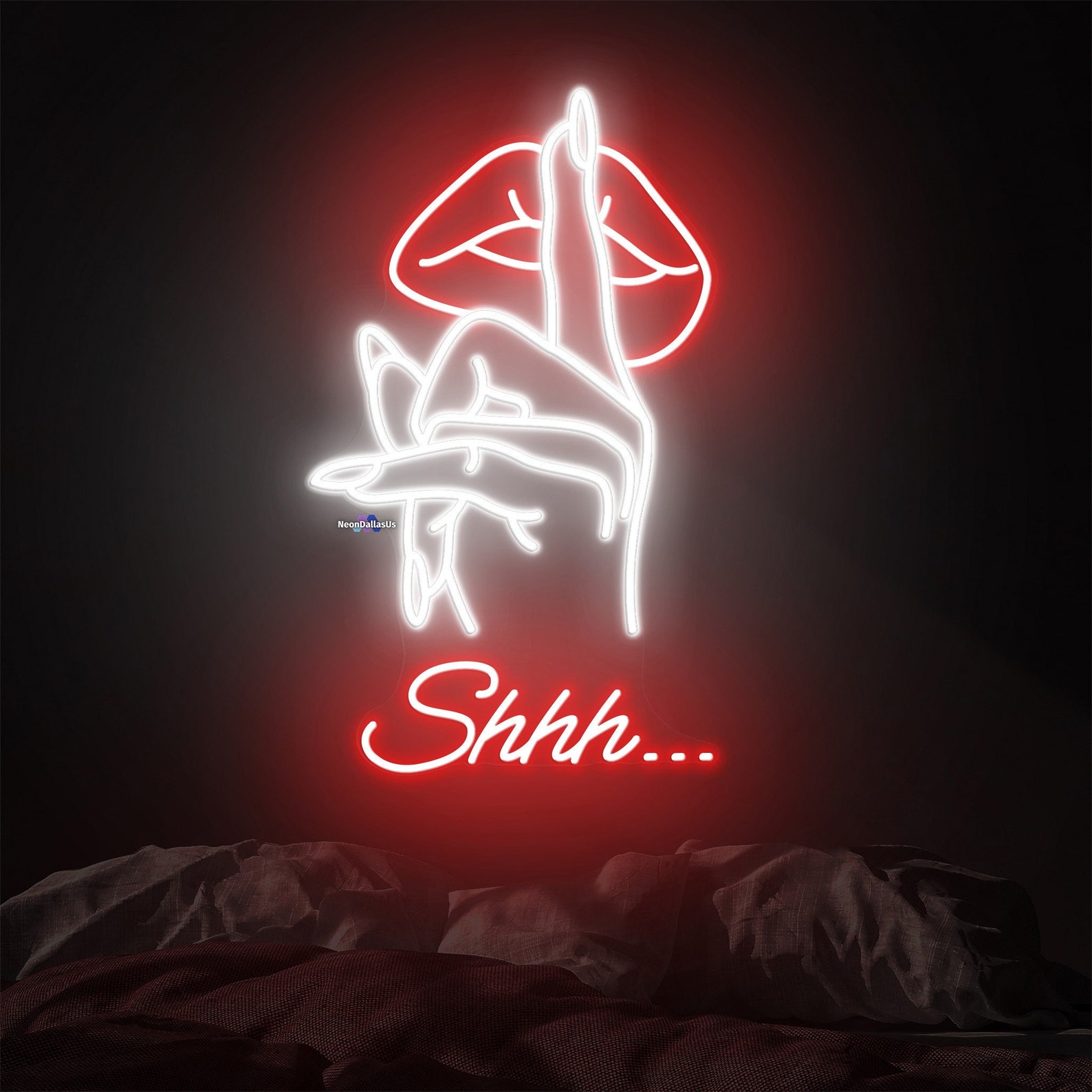 Shhh Neon Sign Lips and Finger Neon Sign Shhh Finger Sign Lips Custom ...