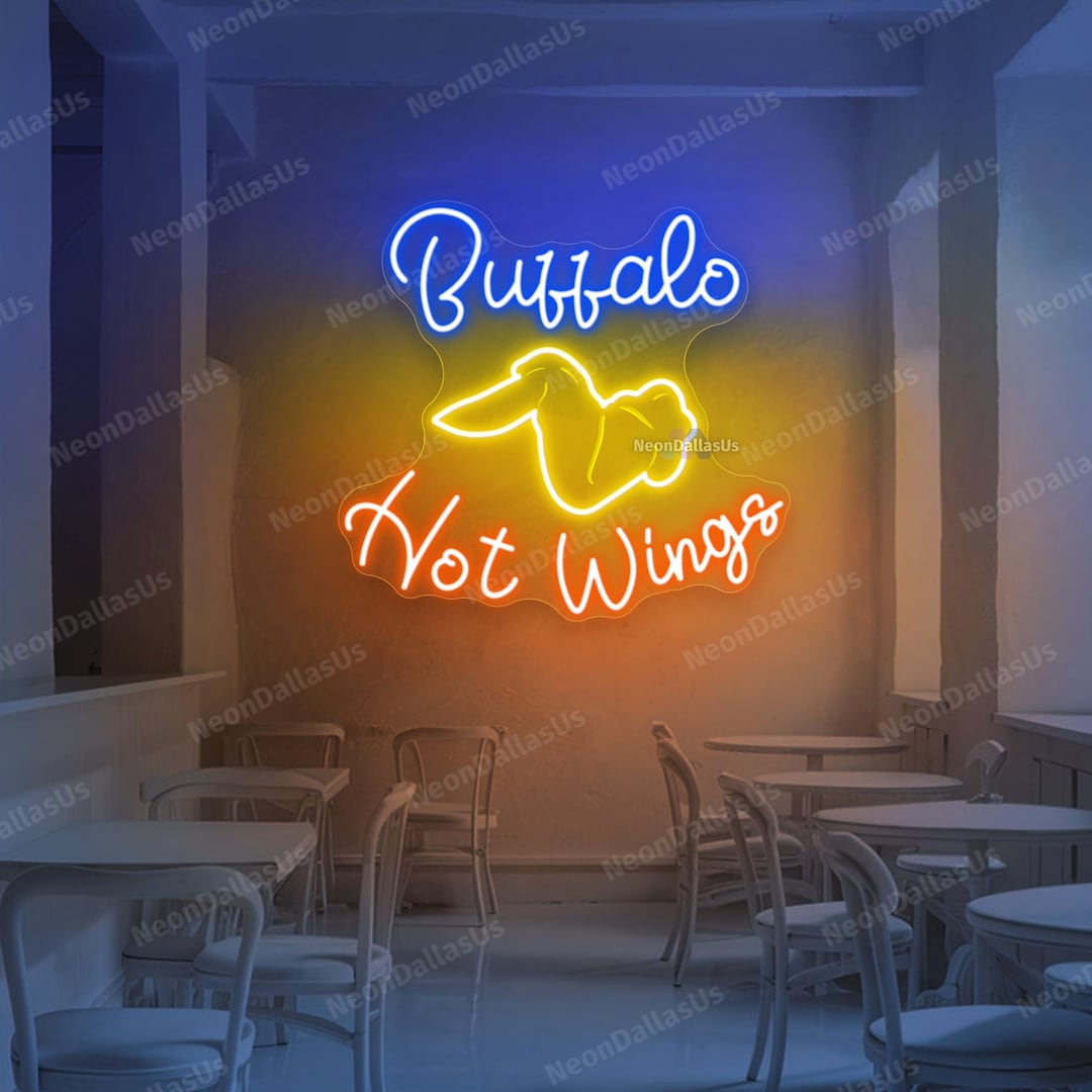 Buffalo Hot Wings Neon Sign Food Neon LED Light Chicken Wings Neon Sign ...