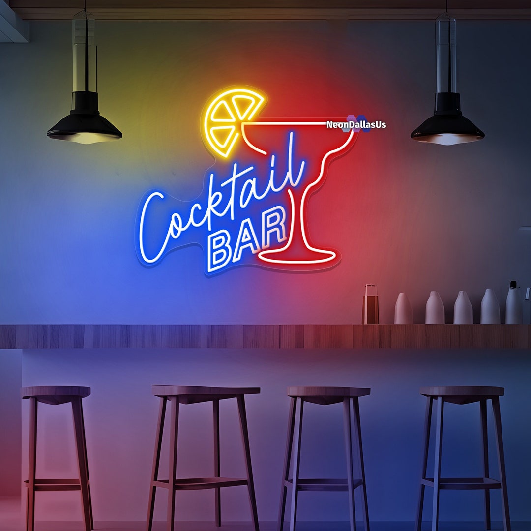 Cocktails Neon Sign Open Cocktails Bar Neon Sign Open Bar Led Sign Bar ...